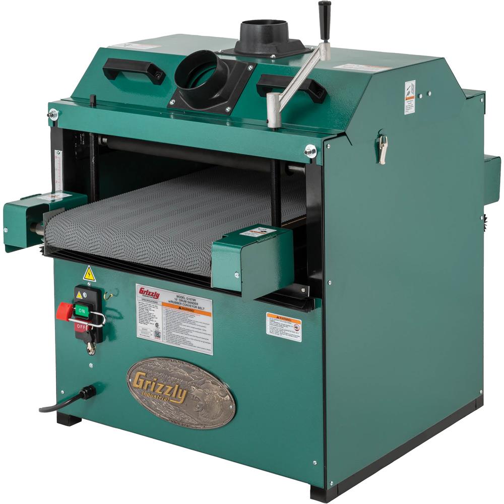 Grizzly G1079R - 16" 2 HP Drum Sander w/ Rubber Conveyor - Grizzly ...
