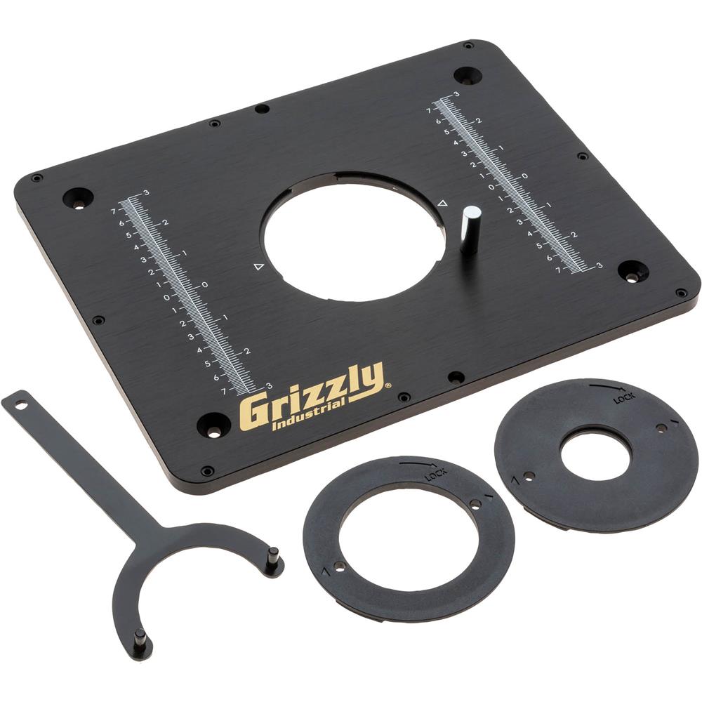 Grizzly T31641 - 9-1/4" x 11-3/4" Aluminum Router Table Insert with Two ...