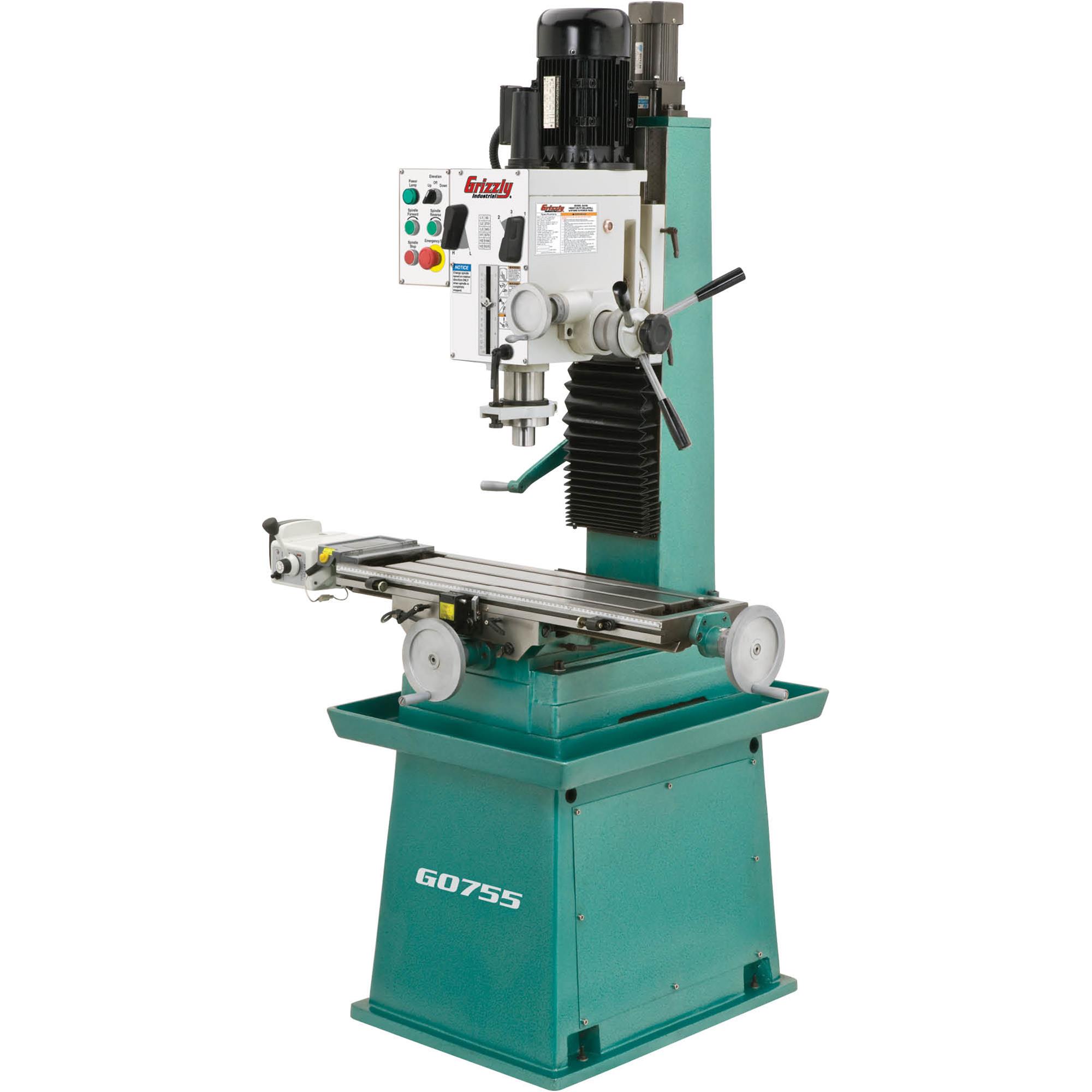 10" x 32" 2 HP HD Mill/Drill w/ Stand & Power Feed - Grizzly Industrial